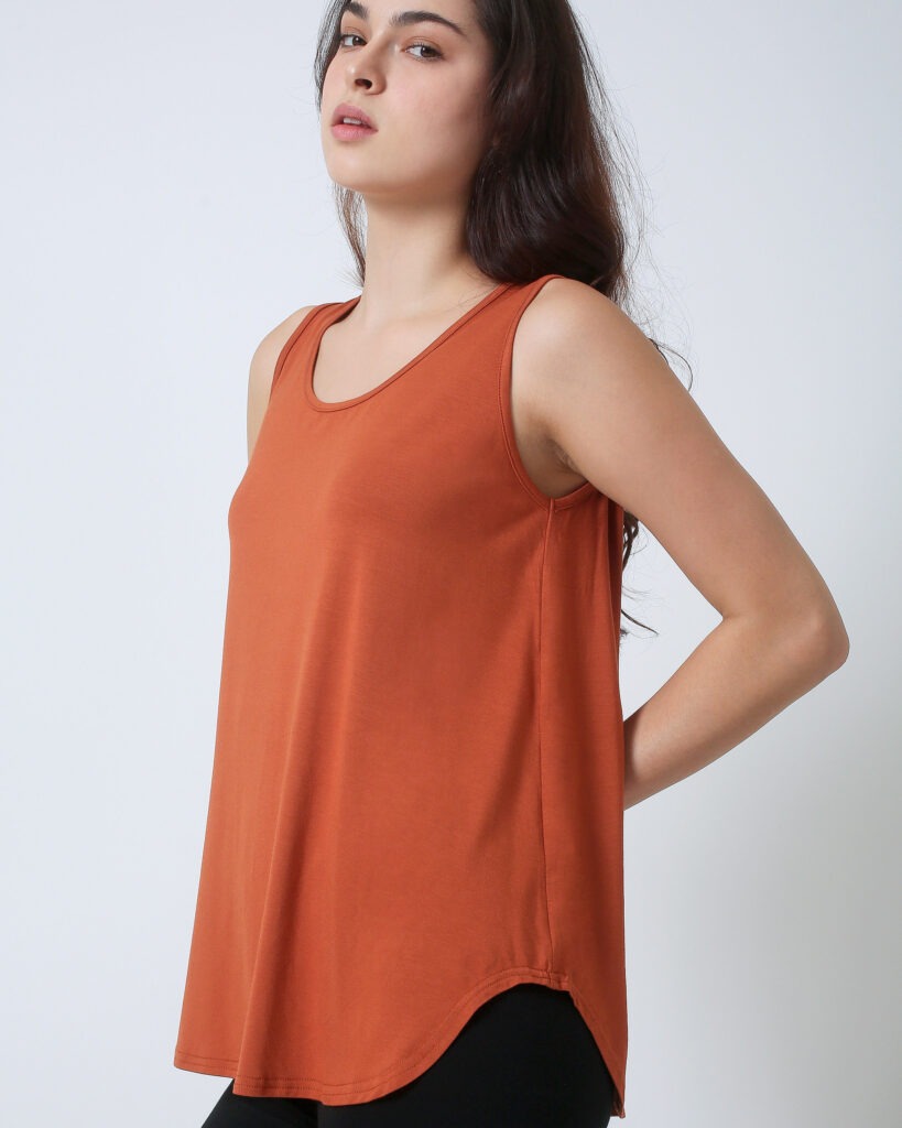 Women’s Bamboo Singlet Tank Top – Scoop Rust - COZEE